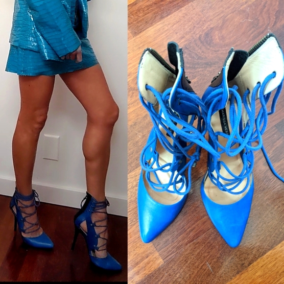Marissa Webb | Shoes | Marissa Webb Cobalt Blue Leather Lace Up Lv ...
